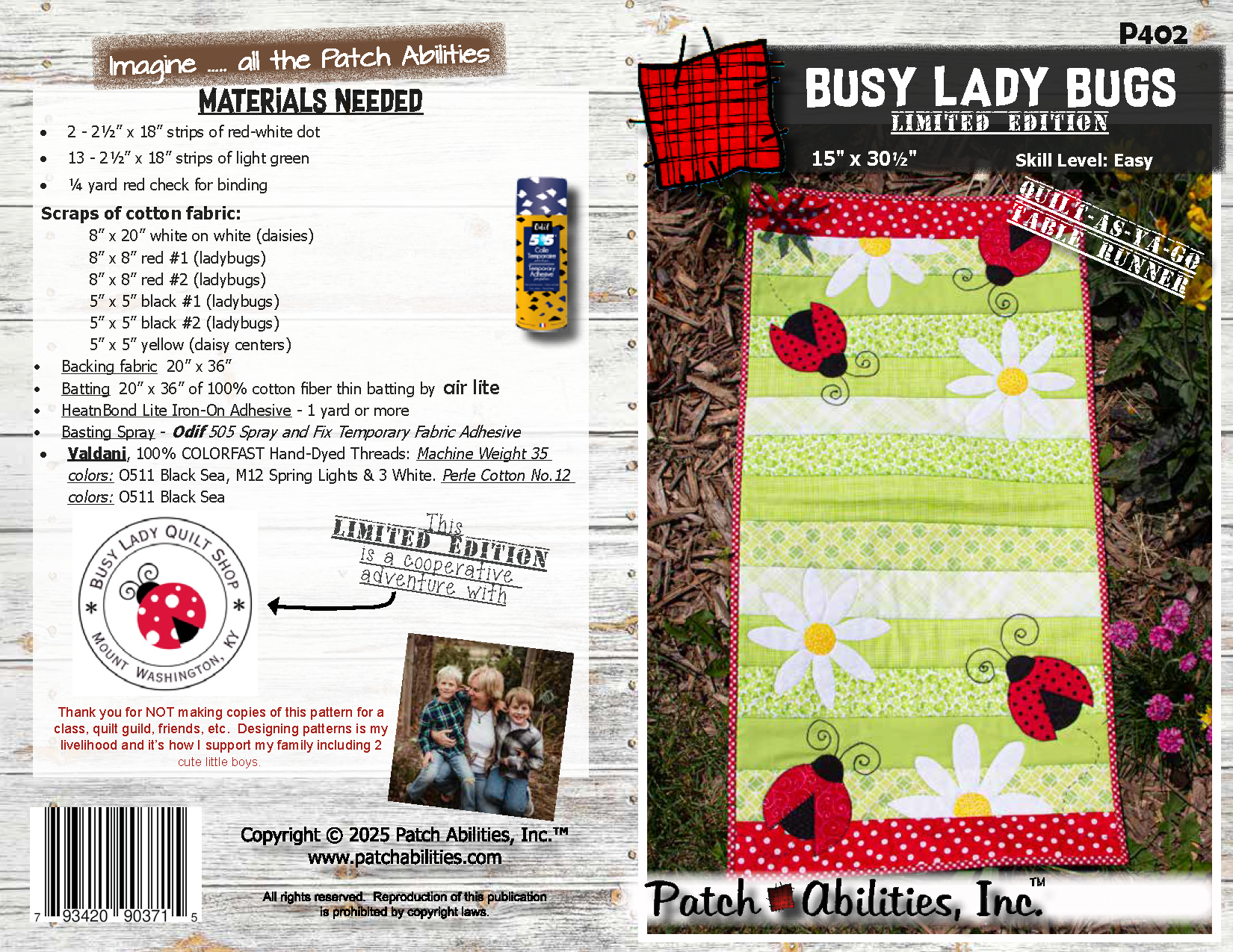 Busy Lady Bugs Runner EXCLUSIVE Pattern – Busy Lady Quilt Shop
